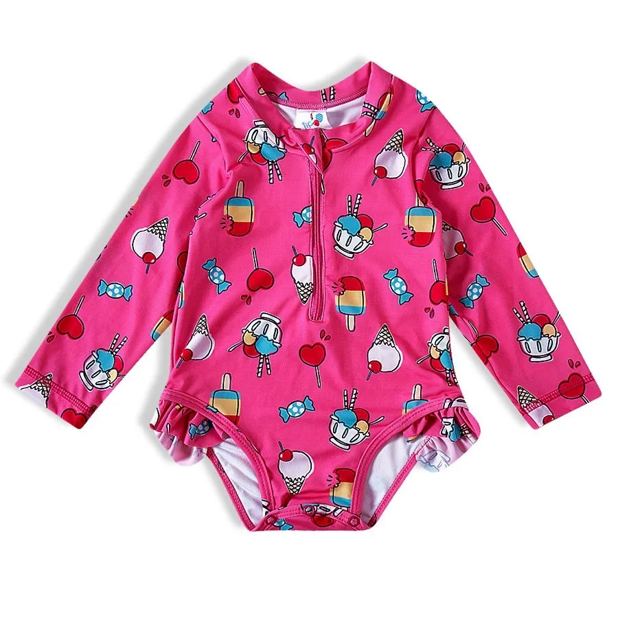 Body praia manga longa docinhos bebê proteção UV50+ - Body Praia Manga ...