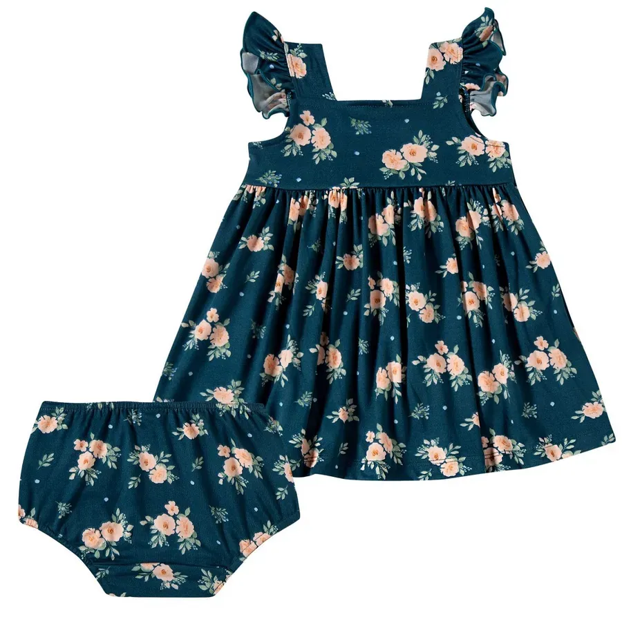 Vestido manga curta com calcinha bebê florzinhas malha tip top ...