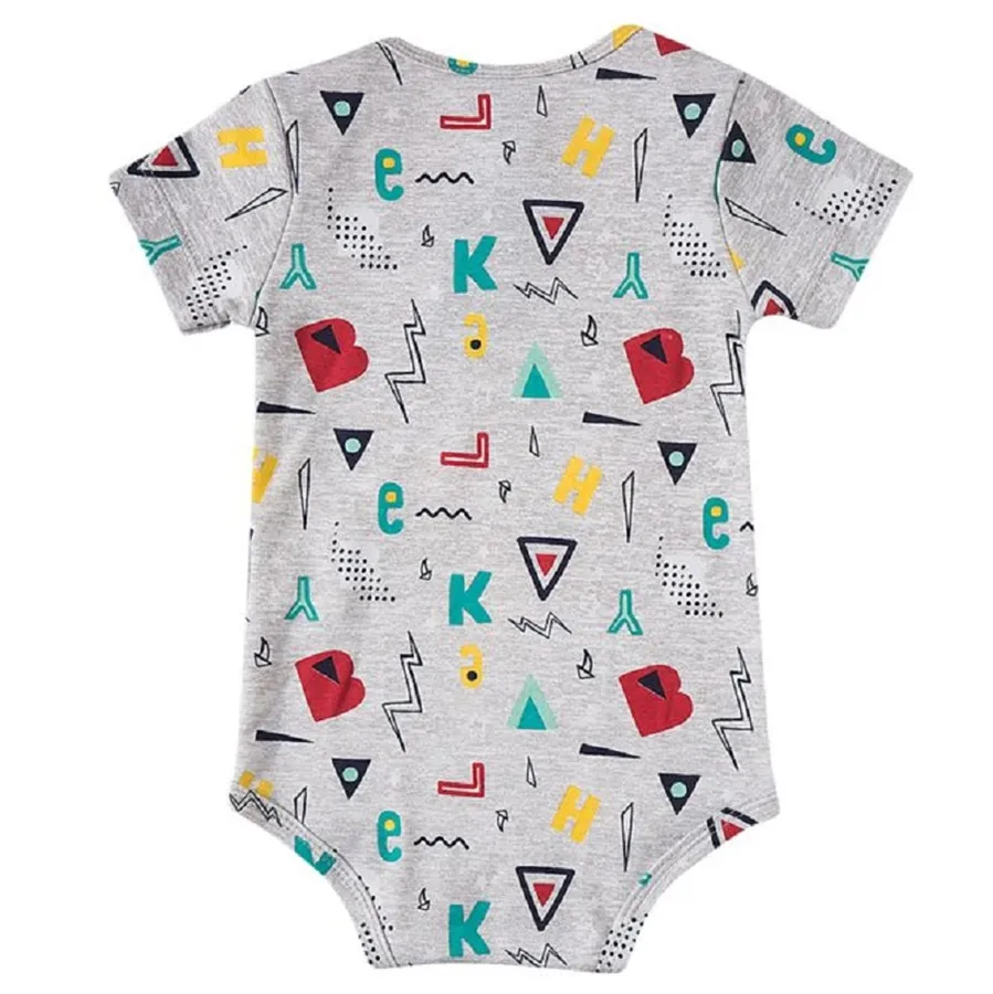 Body manga curta letras e formas suedine bebê tip top