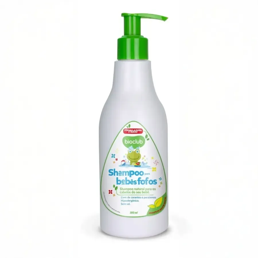Shampoo de corpo líquido para bebê fofo 300ml vegano bioclub