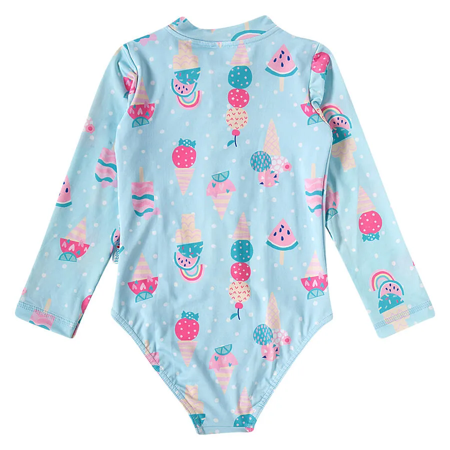 Body manga longa praia kids sorvete de frutas elastano proteção uv50 ...
