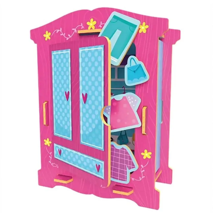Brinquedo guarda-roupa fashion magnético de madeira brincadeira de ...