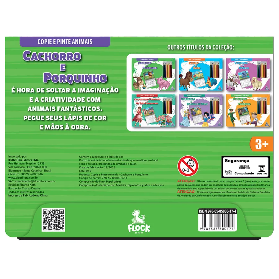 Livro Para Colorir Copie E Pinte Animais Cachorro E Porquinho Blu Editora