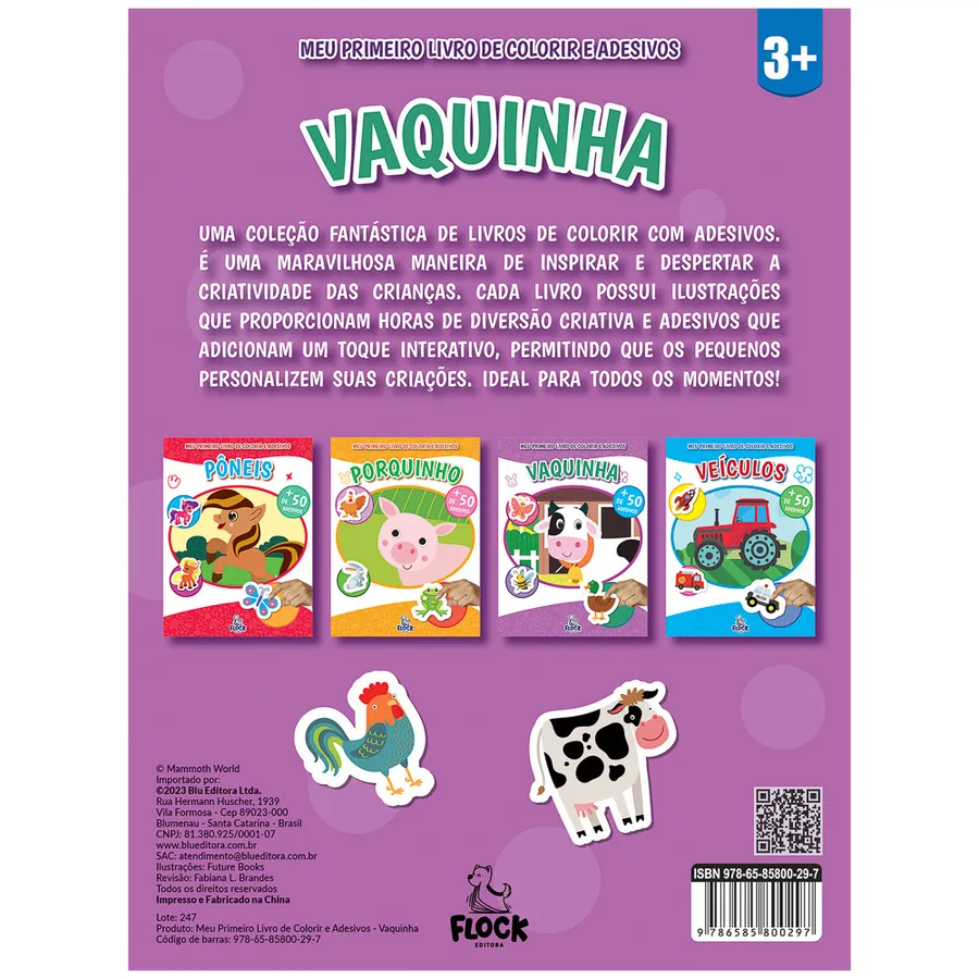 Livro De Colorir E Adesivos Vaquinha Blu Editora