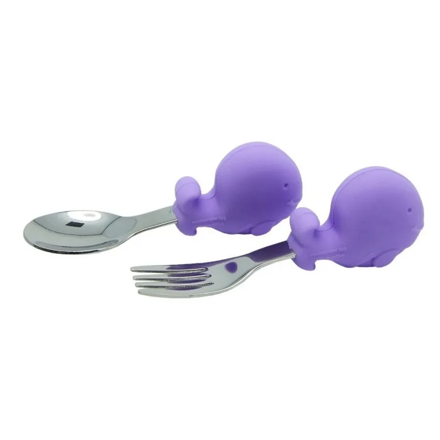 Meu Primeiro Kit Garfo e Colher de Inox Balei Roxo Marcus e Marcus ...