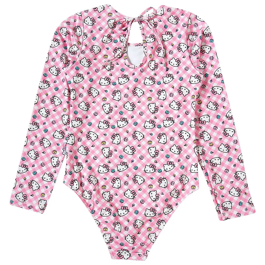 Body Manga Longa Praia Juvenil Hello Kitty Elastano Proteção Uv 50+ Tip Top